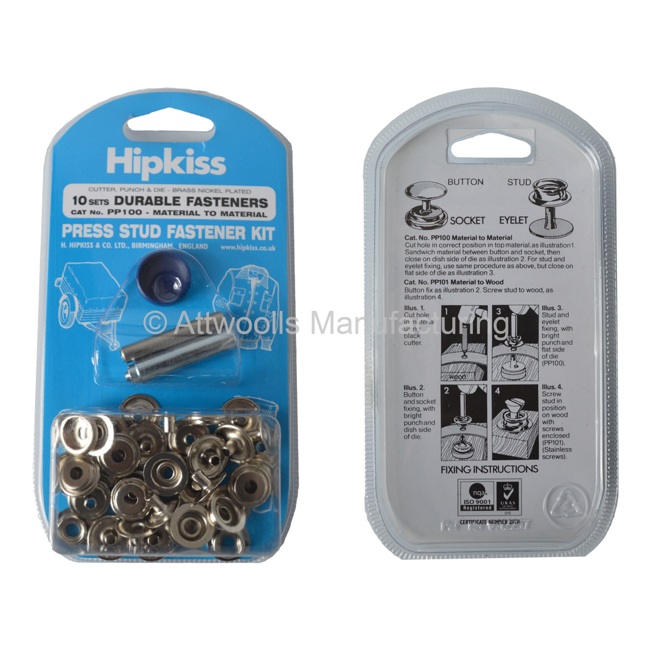 Hipkiss Fabric To Fabric Press Stud Kit PP100 | Attwoolls Manufacturing