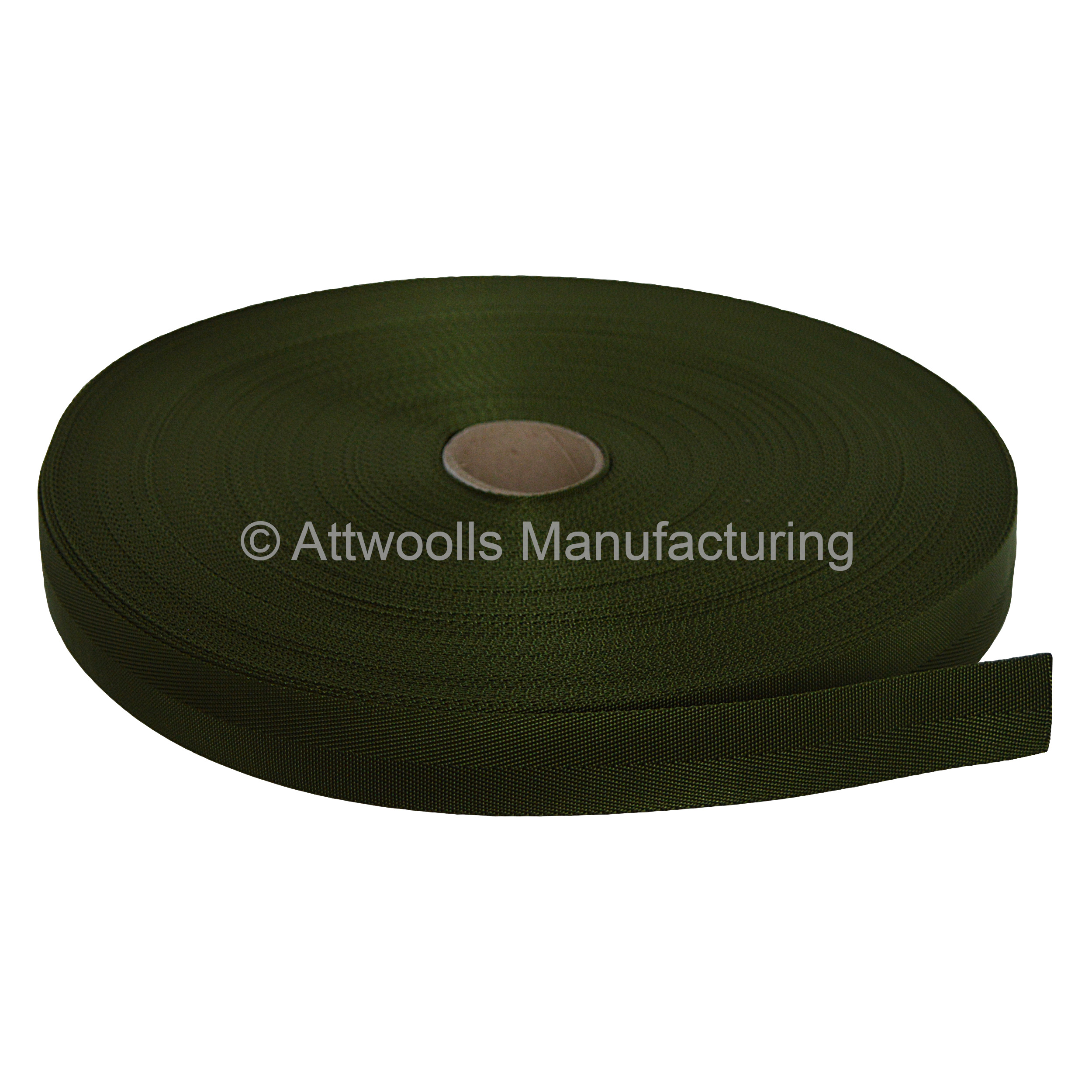 Shop 25mm Olive Nylon Binding Herringbone Weave 50m Roll