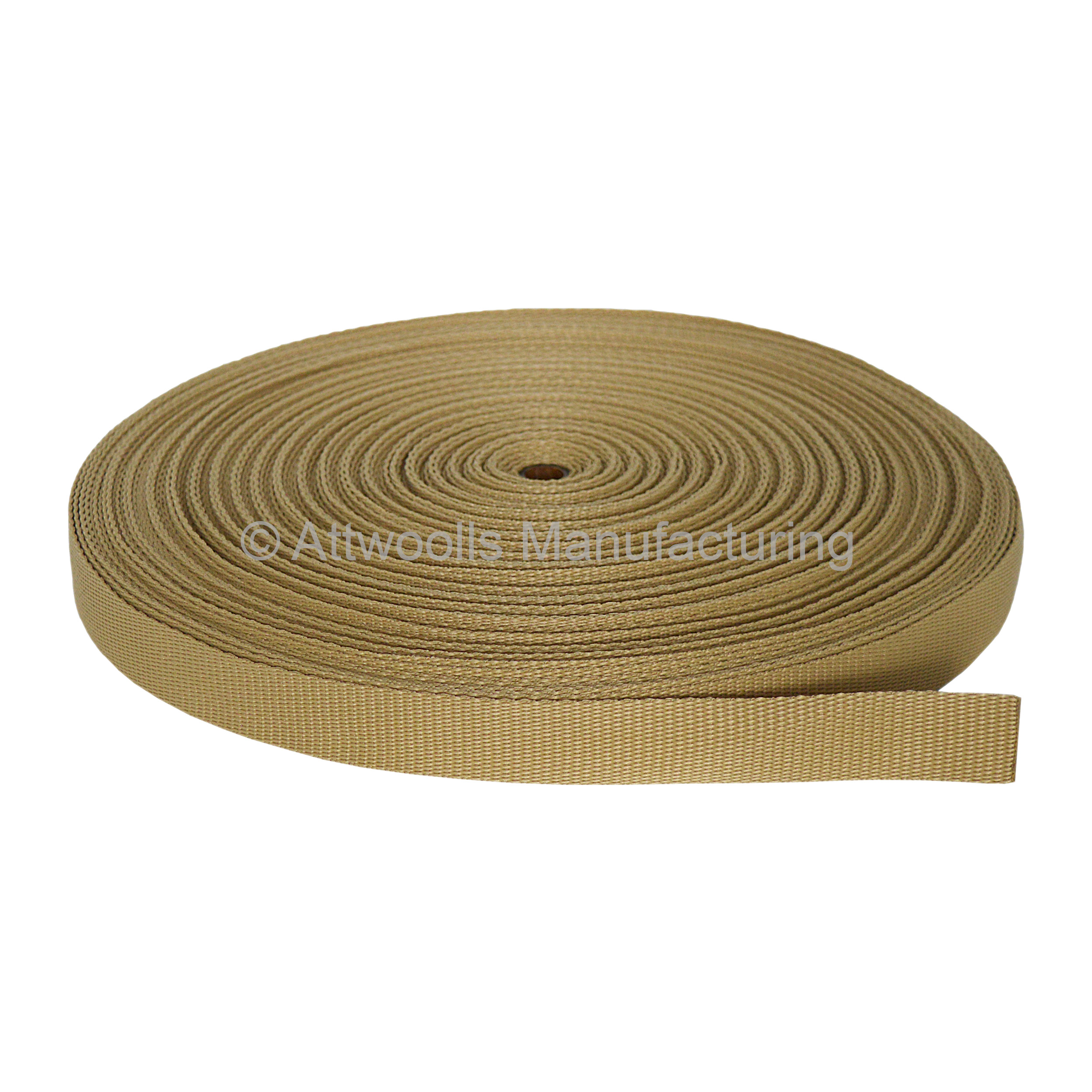 Shop our 25mm Beige Polypropylene Webbing 50m Roll Online | Attwoolls